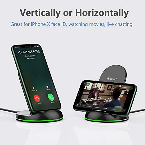 Yootech Wireless Charger,10W Max Wireless Charging Stand with Quick Adapter, Compatible with iPhone 14/14 Plus/14 Pro/14 Pro Max/13/13 Mini/13 Pro Max/SE 2022/12/11/X/8,Galaxy S22/S21/S20/S10