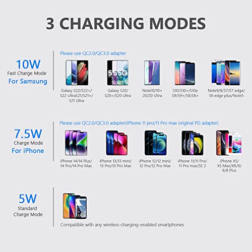 Yootech Wireless Charger,10W Max Wireless Charging Stand with Quick Adapter, Compatible with iPhone 14/14 Plus/14 Pro/14 Pro Max/13/13 Mini/13 Pro Max/SE 2022/12/11/X/8,Galaxy S22/S21/S20/S10