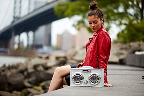 Wireless Express - Mini Boombox with LED Speakers β Retro Bluetooth Speaker w/Enhanced FM Radio - Perfect for Home and Outdoor (Retro)