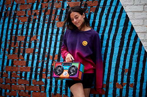 Wireless Express - Mini Boombox with LED Speakers β Retro Bluetooth Speaker w/Enhanced FM Radio - Perfect for Home and Outdoor (Retro)