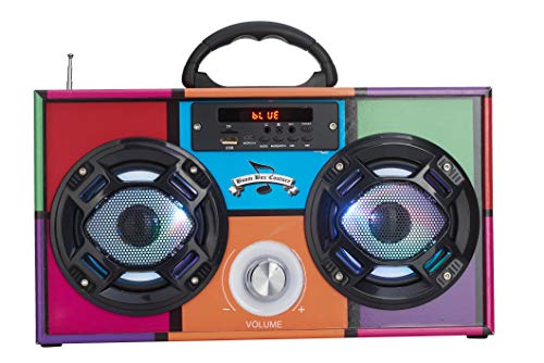 Wireless Express - Mini Boombox with LED Speakers β Retro Bluetooth Speaker w/Enhanced FM Radio - Perfect for Home and Outdoor (Retro)