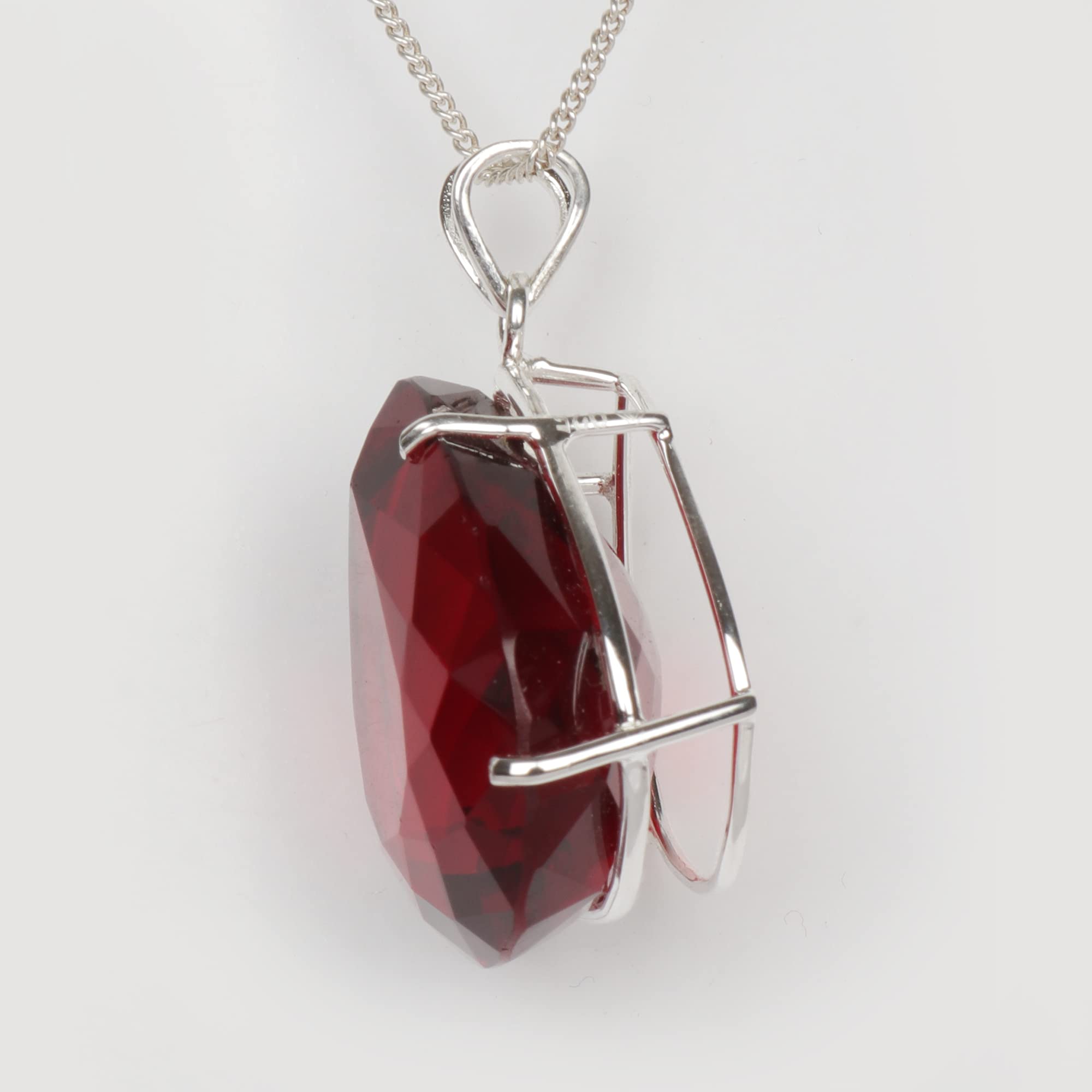 GEMHUB Red Topaz Gemstone 17.50 Gram Fine Pear Cut 925 Sterling Silver Pendant Without Chain For Gift Women/Girls