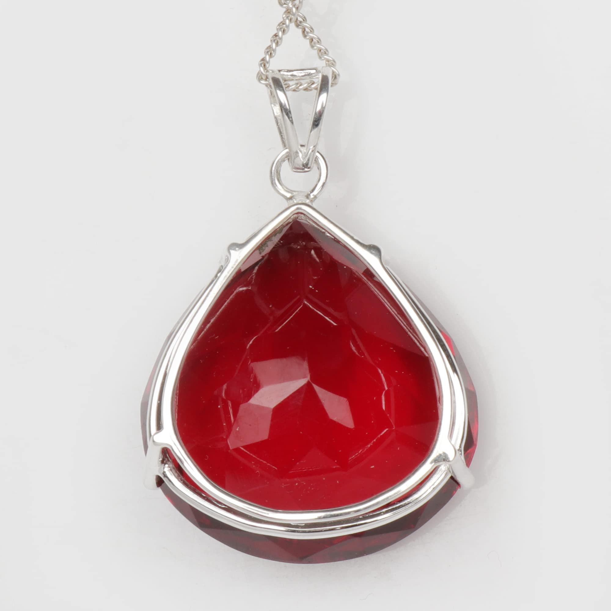 GEMHUB Red Topaz Gemstone 17.50 Gram Fine Pear Cut 925 Sterling Silver Pendant Without Chain For Gift Women/Girls