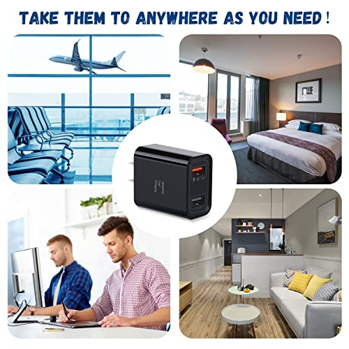 Quick Fast Charge 3.0 USB Wall Charger, Costyle 5 Pack 30W Dual USB Power Adapter (Fast Charge 3.0&5V 2.4A) Adaptive Fast Charging Block Compatible iPhone 11 XS XR, Samsung Galaxy S10 S9,Note 10-Black