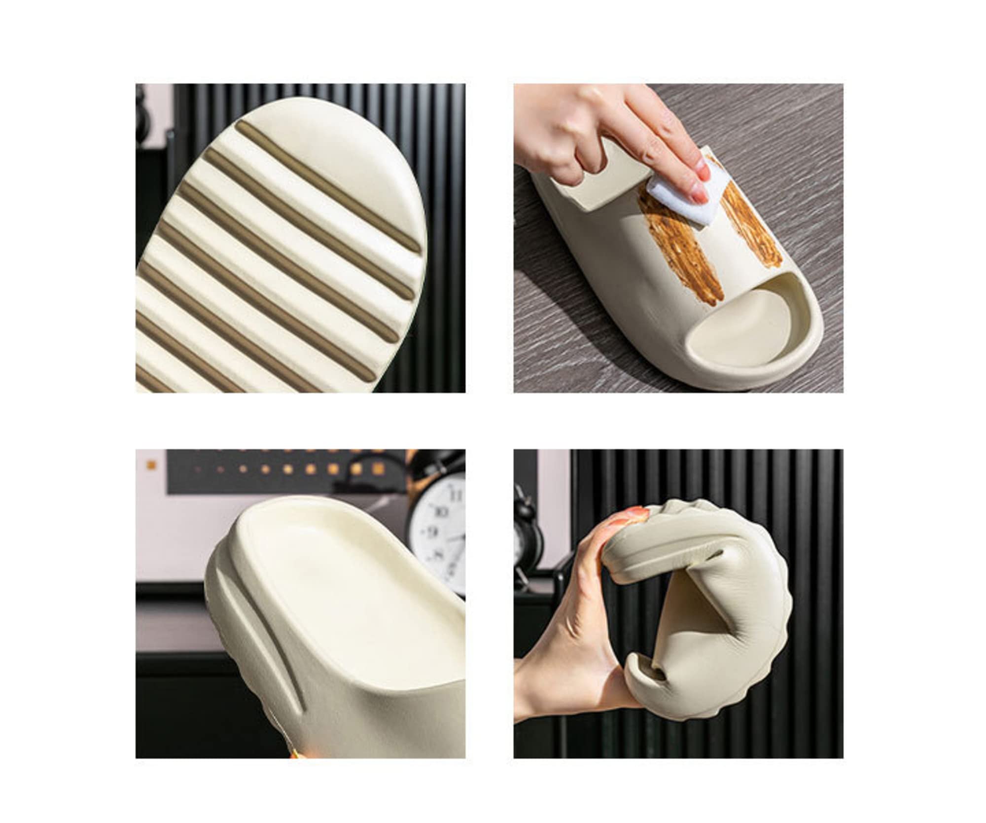 Doranolds Foam Slides For Women And Men Extremely Comfy Platform Thick Sole Beach Platform Slide Sandals Cream 10.5 Women/9.5 Men