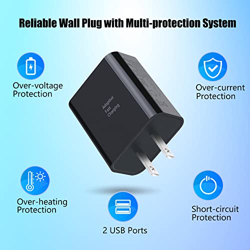 Quick Fast Charge 3.0 USB Wall Charger, Costyle 5 Pack 30W Dual USB Power Adapter (Fast Charge 3.0&5V 2.4A) Adaptive Fast Charging Block Compatible iPhone 11 XS XR, Samsung Galaxy S10 S9,Note 10-Black