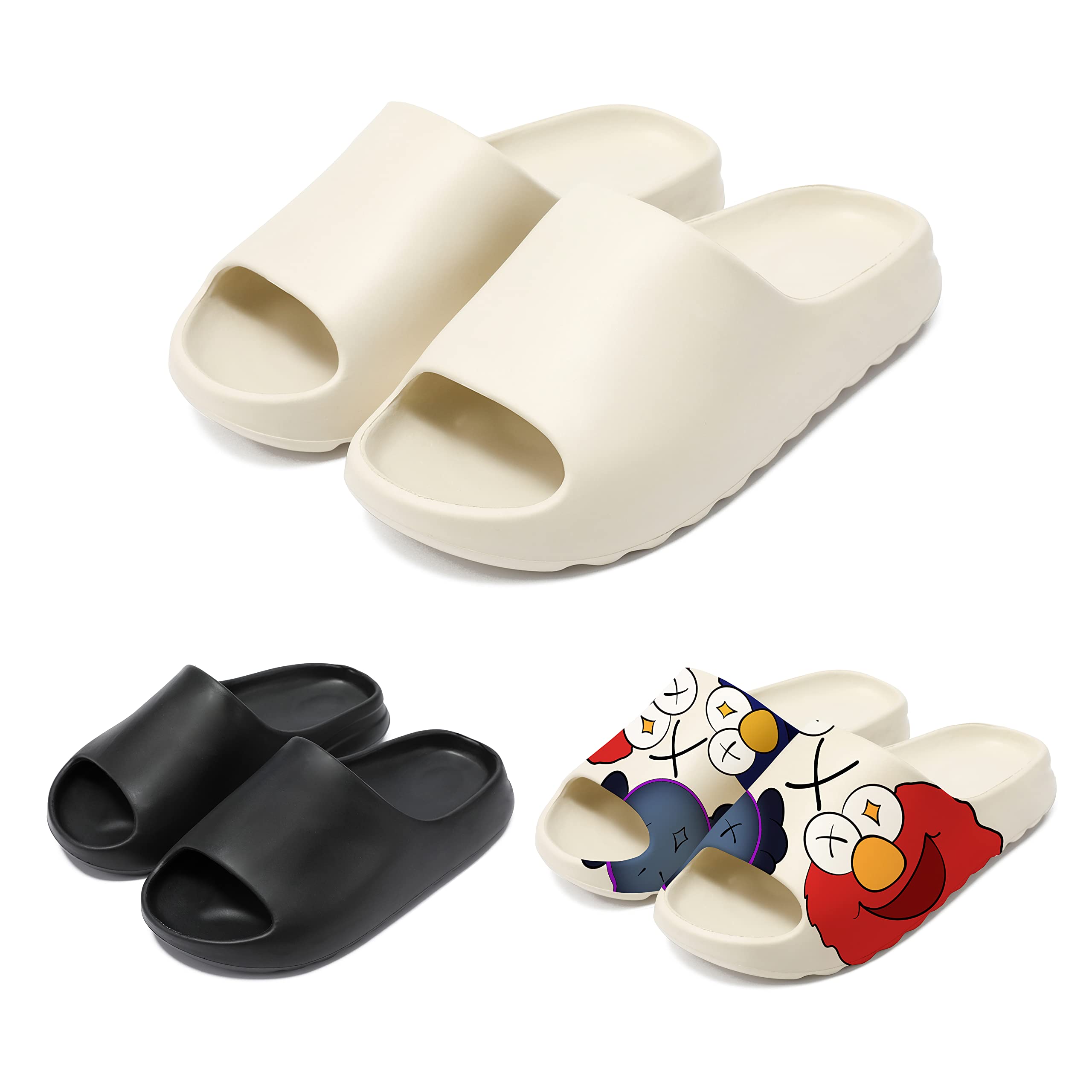 Doranolds Foam Slides For Women And Men Extremely Comfy Platform Thick Sole Beach Platform Slide Sandals Cream 10.5 Women/9.5 Men
