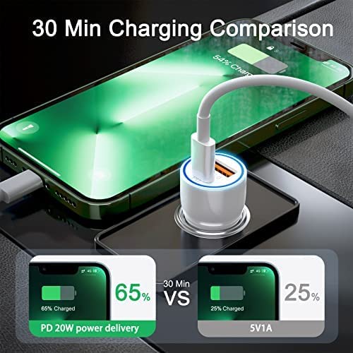 iPhone Fast Charger Car Charger Type C Kit, 20W PD USB C Wall Charger Plug + 38W USB C Car Charger + 2 X 3.3 FT Lighting Cables for iPhone 12/13/14/11/X/8, Pad