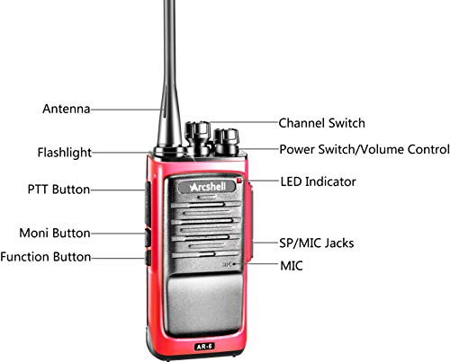 Arcshell Rechargeable Long Range Two-Way Radios with Earpiece 4 Pack Walkie Talkies Li-ion Battery and Charger Included