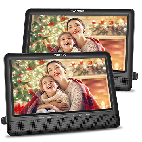 WONNIE 10.5'' Car Dual DVD Player, Headrest Video Players Portable with 5 Hours Rechargeable Battery,Two Mounting Brackets,Support USB/SD/Sync TV,Last Memory,AV Out &in ( 1 Player+1 Monitor )
