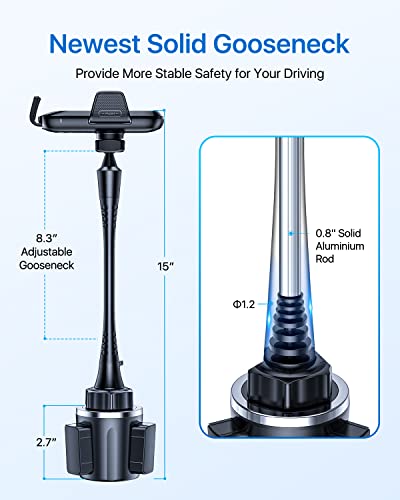 [Fast Charging] andobil 15in Wireless Car Charger, [Upgraded Secure Chip] Qi Car Cup Phone Mount with Adapter Adjustable Gooseneck Cup Holder Charger Compatible with iPhone 14 13 12 Pro Max S22 S21