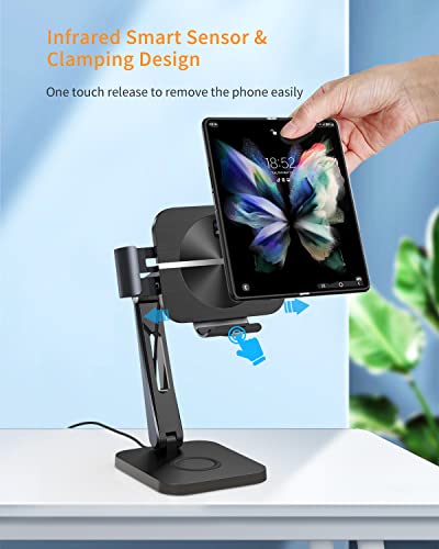 MAKAQI Wireless Charging Station for Z Fold 4/3/2, [3 Coils] 2 in 1 Fast Wireless Charger Stand for Samsung Galaxy Z Fold Series, Galaxy Buds 2 Pro/Buds Pro/Buds 2 / Buds Live