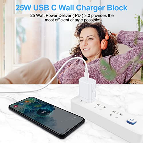 25W Samsung Super Fast Charger Block for Samsung Galaxy A14 5G/A23/A13/S21 FE/S23/A04S/S22/A03s/A53/Z Fold4/Z Flip4/A32/A73,Pixel 7 Pro/6a/5XL/4,Moto G,6FT 60W Type C Android Phone Fast Charging Cable