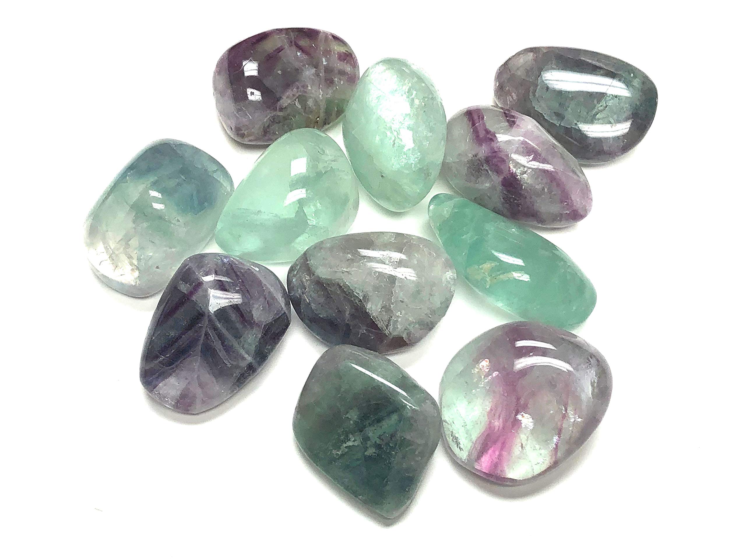 Zentron Crystal Collection: Natural Grade A Large Tumbled Rainbow Fluorite - Polished Authentic Wholesale Gemstones for Healing, Wicca, Reiki (1/2 Pound)