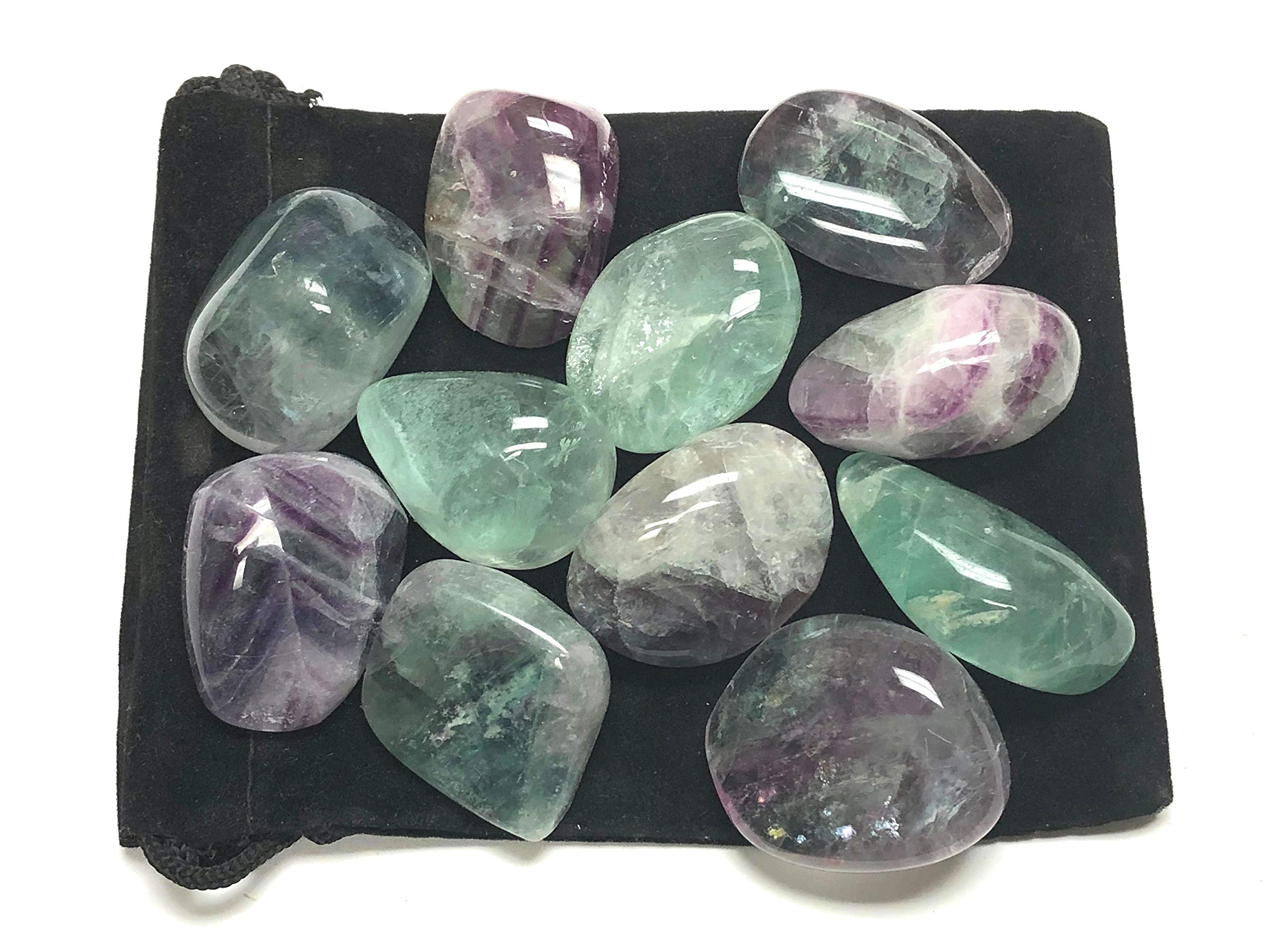 Zentron Crystal Collection: Natural Grade A Large Tumbled Rainbow Fluorite - Polished Authentic Wholesale Gemstones for Healing, Wicca, Reiki (1/2 Pound)