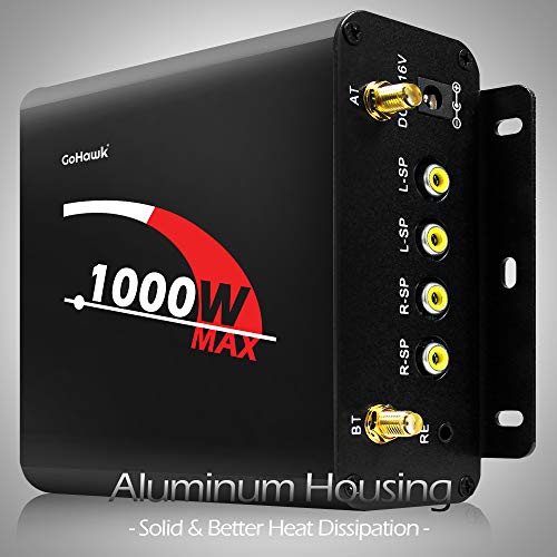 GoHawk TJ4-Q 1000W 4 Channel Amplifier 4" Full Range Waterproof Bluetooth Motorcycle Stereo Speakers Audio System AUX USB SD Radio for 1-1.5" Handlebar Harley Touring Cruiser ATV