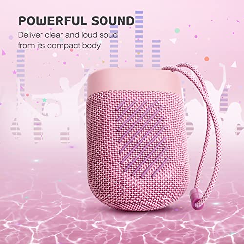 comiso IPX7 Waterproof Bluetooth Speakers, Portable Wireless Speakers with Rich Bass HD Sound, Small Compact Floating Speaker with 20H Playtime for Beach, Pool, Shower, Outdoor Travel - Rose Gold