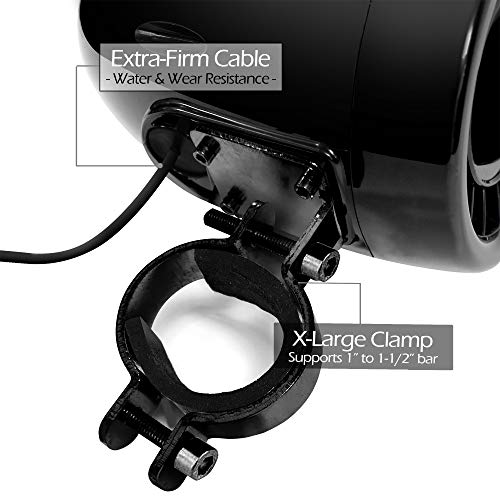 GoHawk TJ4-Q 1000W 4 Channel Amplifier 4" Full Range Waterproof Bluetooth Motorcycle Stereo Speakers Audio System AUX USB SD Radio for 1-1.5" Handlebar Harley Touring Cruiser ATV