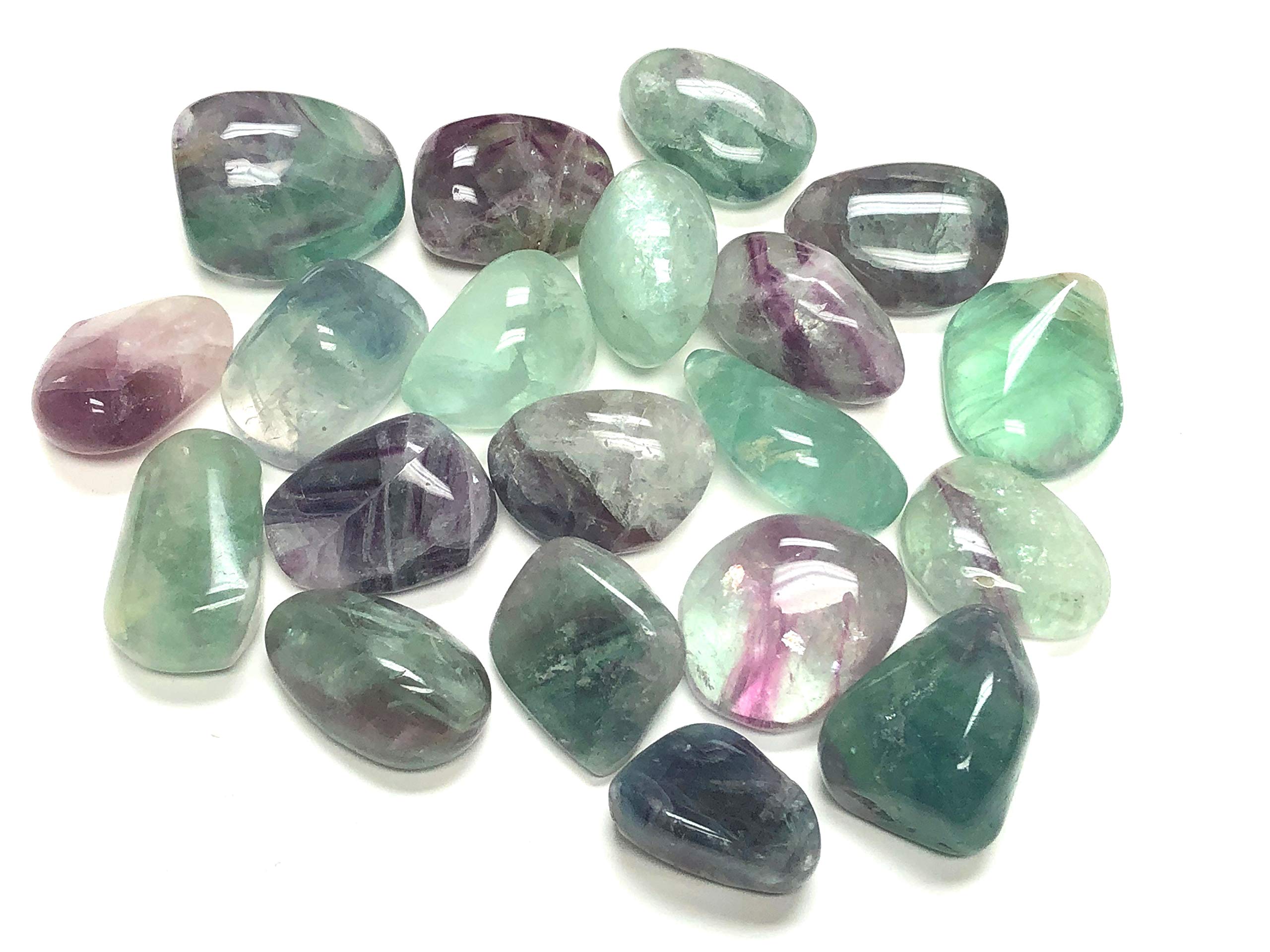 Zentron Crystal Collection: Natural Grade A Large Tumbled Rainbow Fluorite - Polished Authentic Wholesale Gemstones for Healing, Wicca, Reiki (1/2 Pound)