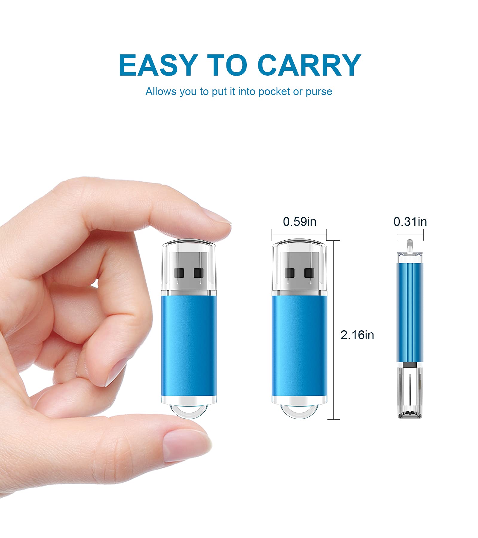 TOPESEL 128GB USB 3.0 Flash Drive, High Speed Thumb Drive USB Flash Drive USB Memory Stick for Data Storage (Blue)