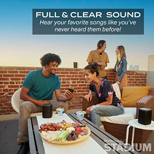 Rocksteady Stadium Portable Bluetooth Speakers - Wirelessly Connectible (4 Speakers) - Works Indoors and Outdoors - Up to 100 Foot Connection Range - Up to 16 Hour Battery Life