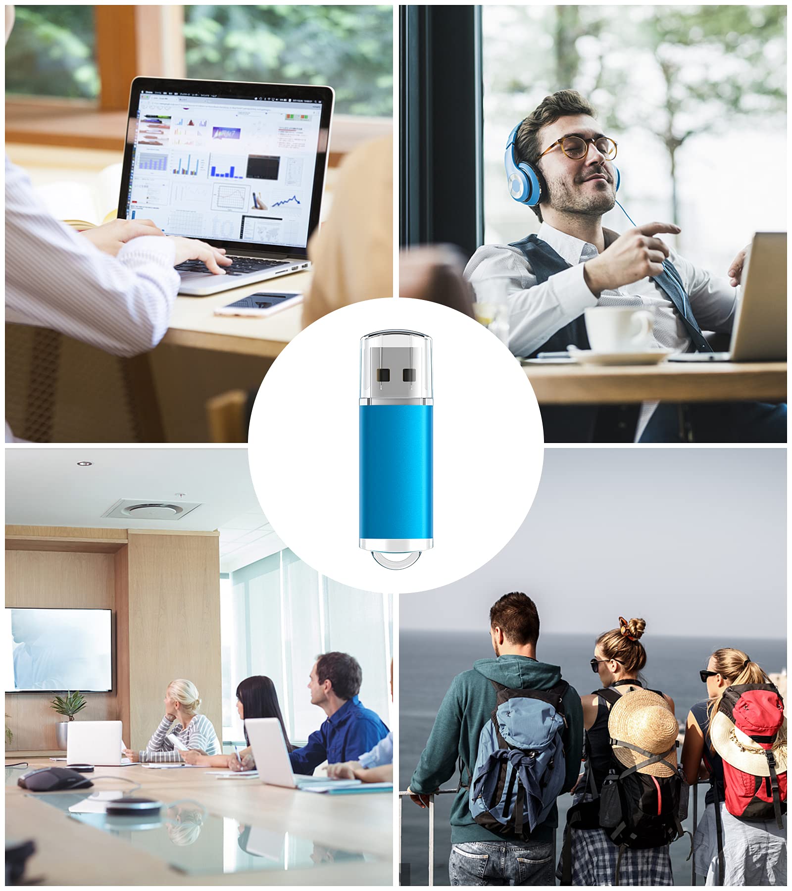 TOPESEL 128GB USB 3.0 Flash Drive, High Speed Thumb Drive USB Flash Drive USB Memory Stick for Data Storage (Blue)