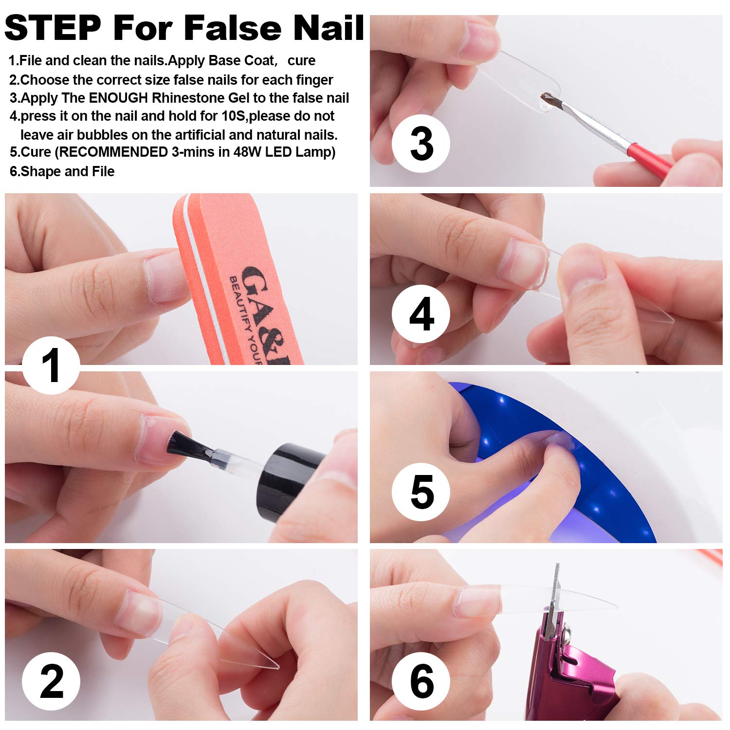 Nail Art 8ml/One Jar of Wipe-Off Rhinestone Glue Gel Adhesive Resin Gem Jewelry Diamond Polish Clear Decoration with Pen Tools (LED Light Cure Needed) Thicker&More Sticky Than Others