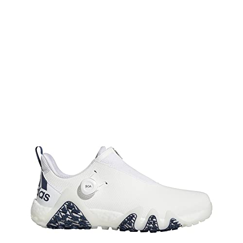 adidas Men's CodeChaos 22 BOA Spikeless Golf Shoes, Footwear White/Crew Navy/Crystal White, 10.5