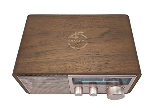 Sangean WR-16SE AM/FM/Bluetooth/Aux-in/USB Phone Charging 45th Anniversary Special Edition Wooden Cabinet Radio (Dark Walnut with Rose Gold)