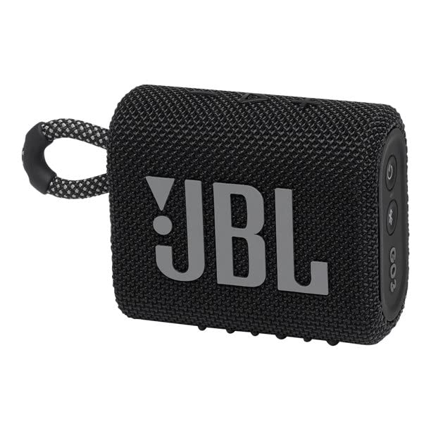 JBL GO 3 Waterproof Ultra Portable Bluetooth Speaker Bundle with Megen Hardshell Case (Black)