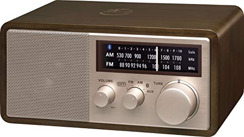 Sangean WR-16SE AM/FM/Bluetooth/Aux-in/USB Phone Charging 45th Anniversary Special Edition Wooden Cabinet Radio (Dark Walnut with Rose Gold)