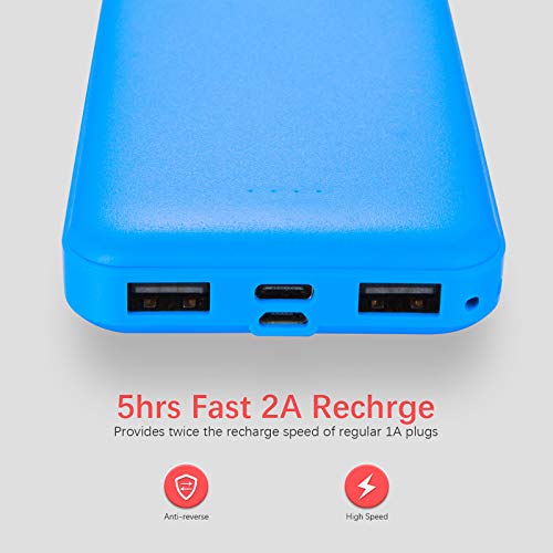 Miady 3-Pack 10000mAh Dual USB Portable Charger, Fast Charging Power Bank with USB C Input, Backup Charger for iPhone X, Galaxy S9, Pixel 3 and etc