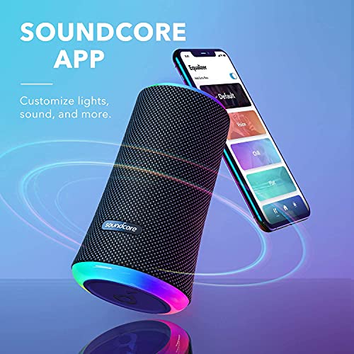 Anker Soundcore Flare 2 Bluetooth Speaker with 360° Sound, PartyCast Technology, Adjustable EQ, 12 Hour Playtime, IPX7 Waterproof Wireless Speaker for Outdoor, Beach, Backyard Party (Renewed)