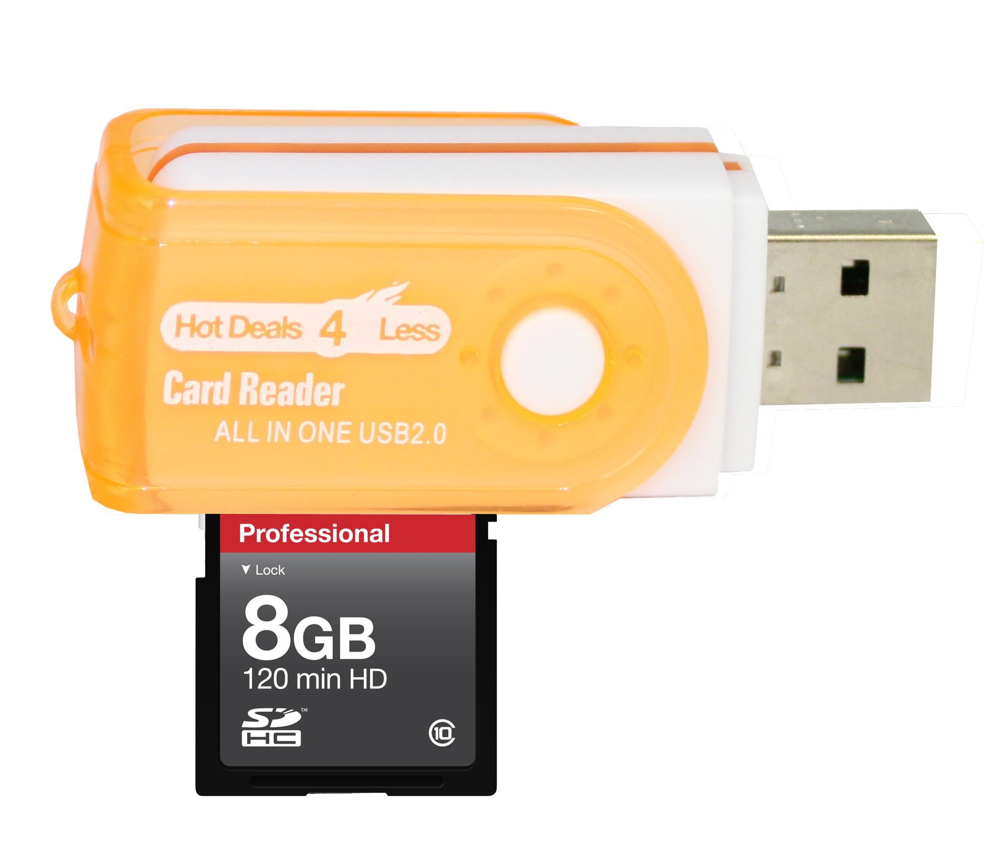 8GB Class 10 SDHC High Speed Memory Card for PANASONIC DMC-TZ2 DMC-TZ5. Perfect for high-Speed Continuous Shooting and Filming in HD. Comes with Hot Deals 4 Less All in One Swivel USB Card Reader.