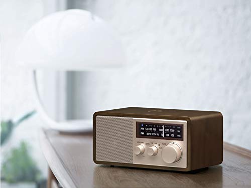 Sangean WR-16SE AM/FM/Bluetooth/Aux-in/USB Phone Charging 45th Anniversary Special Edition Wooden Cabinet Radio (Dark Walnut with Rose Gold)