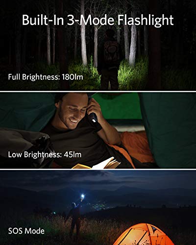 Anker PowerCore Solar 10000, 15W Power Bank 10,000 mAh with Dual Ports, Flashlight, IP64 Splash Proof and Dustproof for Outdoor Activities, Compatible with Smartphones and Other Devices