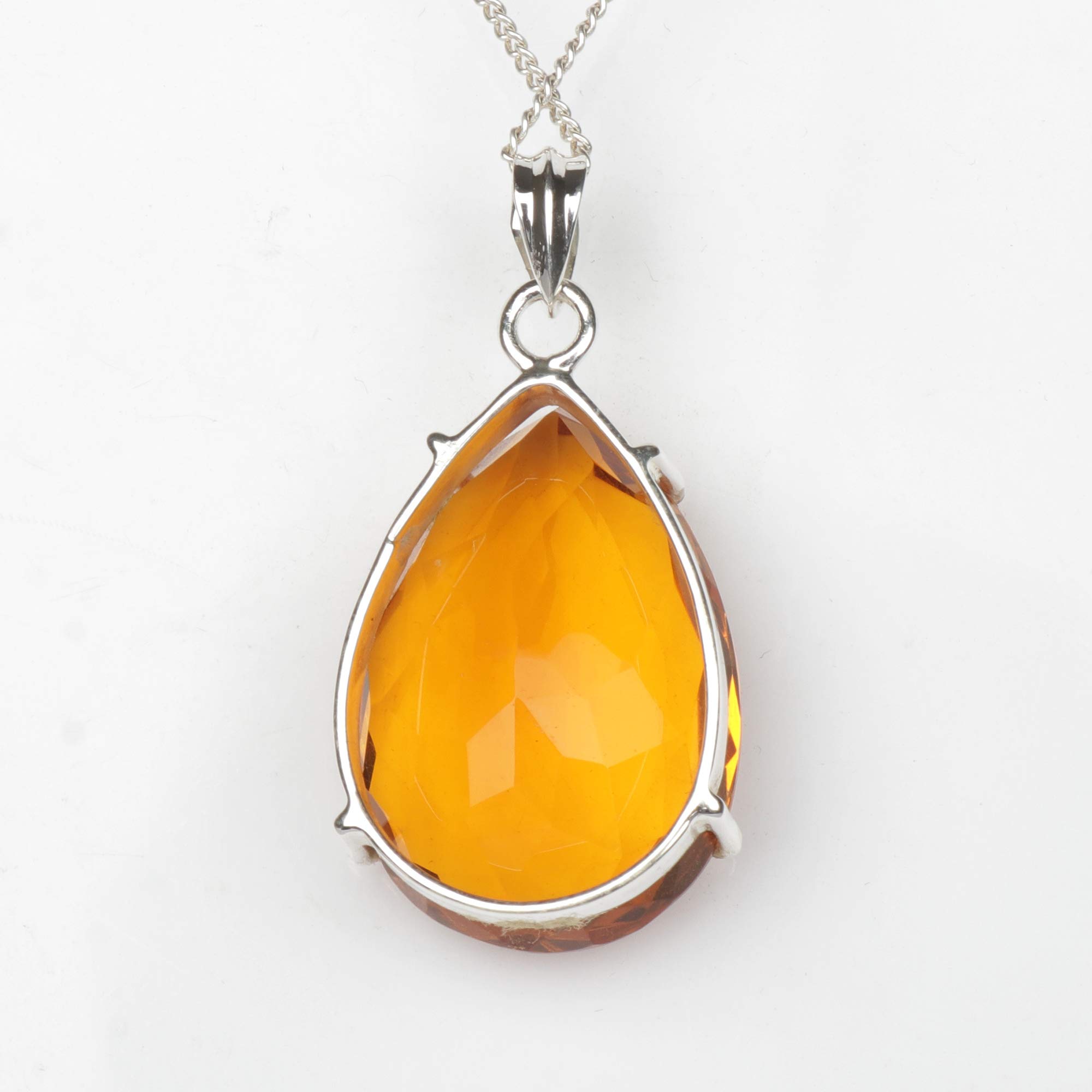 GEMHUB 15.75 Gram Stunning Yellow Citrine Pear Cut Gemstone Pendant Without Chain, Handmade 925 Sterling Silver