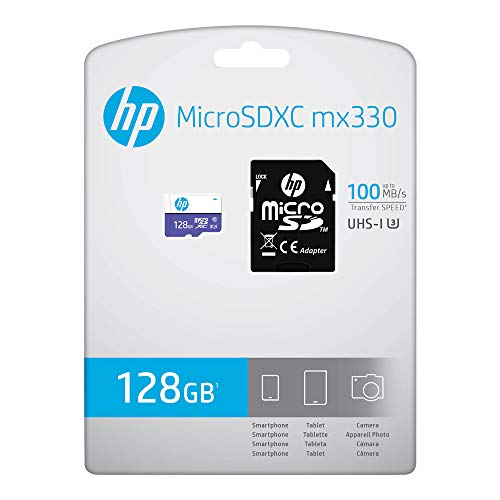 HP 128GB mx330 Class 10 U3 microSDXC Flash Memory Card - 100MB/s, Class 10, U3, 4K UHD, Full HD, UHS-I, Micro SD