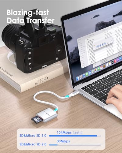 LENTION USB C to SD/Micro SD Card Reader, Type C SD 3.0 Card Adapter Compatible 2023-2016 MacBook Pro 13/15/16, New Mac Air/iPad Pro/Surface, More (CB-C8, Silver)