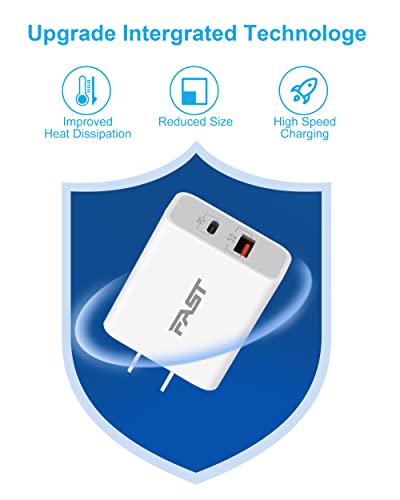 USB C Wall Charger Block, 20W 2Pack Dual Port USB-A USB-C Power Adapter Plug PD Fast Charging Block Cube Brick for iPhone 14/Pro Max/Plus/13/12/11/Mini, XS/XR/X/8/7/6, iPad Pro/Air, Google Pixel 7/6/5