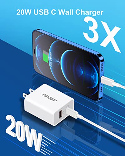 USB C Wall Charger Block, 20W 2Pack Dual Port USB-A USB-C Power Adapter Plug PD Fast Charging Block Cube Brick for iPhone 14/Pro Max/Plus/13/12/11/Mini, XS/XR/X/8/7/6, iPad Pro/Air, Google Pixel 7/6/5