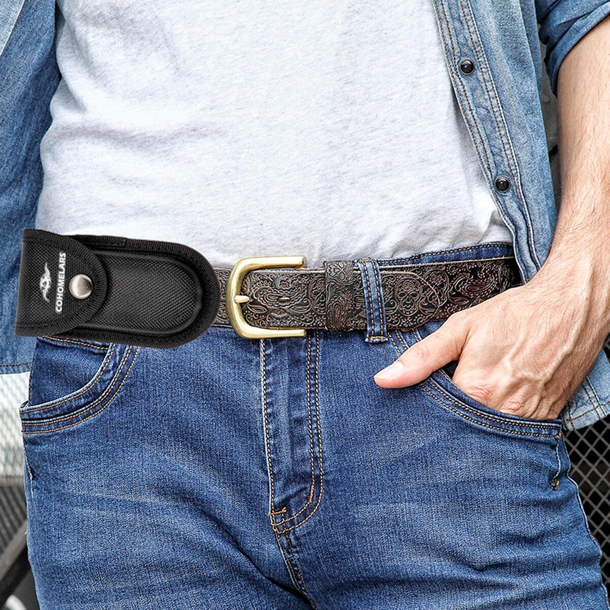 Nylon Case Belt Loop for 4''-4.25'' Multitool,Horizontally Carry Knife Sheath for 4.25''-4.5'' Wide Folding Pocket Knife,Nylon Pouch for Leatherman,Knife Holder Holster Black (Small Size) COHOMELARS