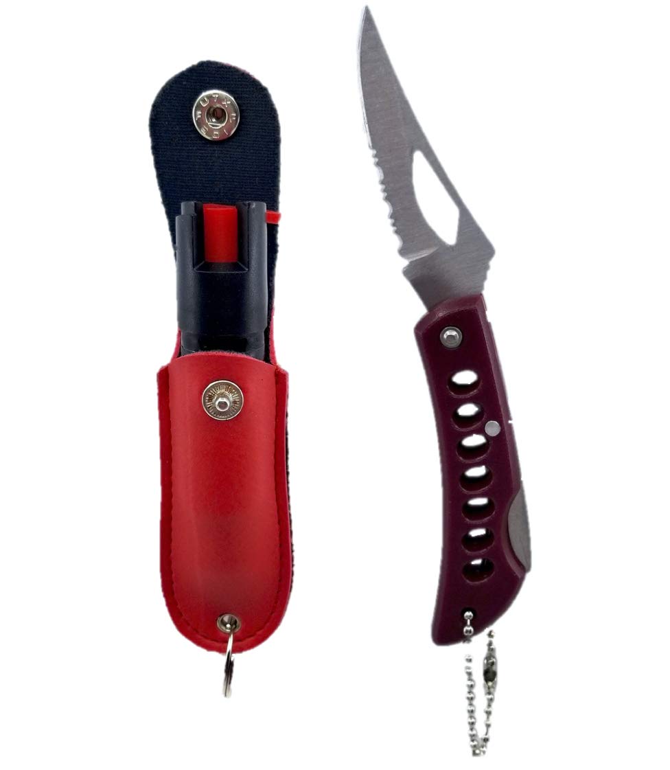POLICE MAGNUM Red Pepper Spray Keychain Holster Combo Pack- Self Defense Made in The USA - 1/2oz Red Holster Pocket Knife