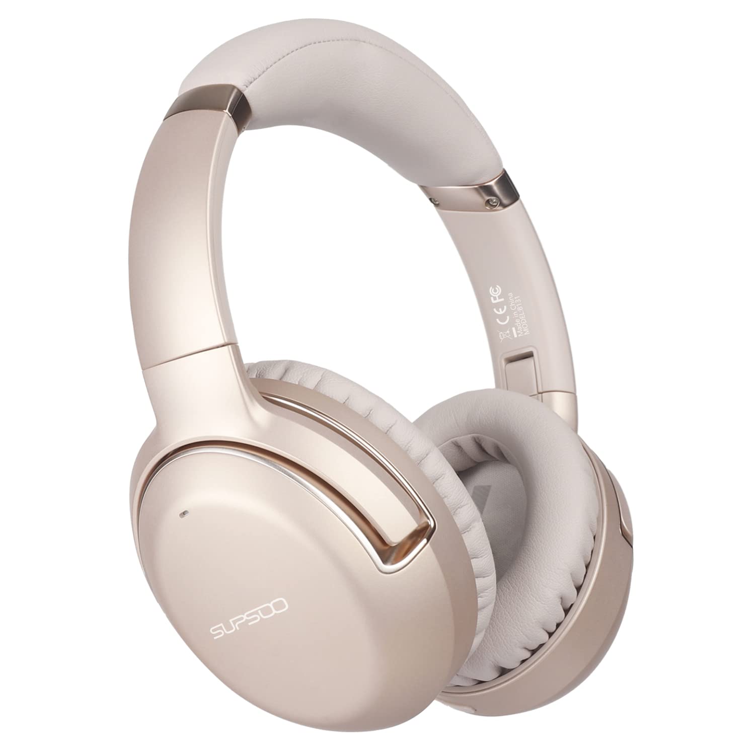 SUPSOO Headphones Wireless Bluetooth, Active Noise Cancelling Headphones Bass Headphone with Mic, 60 Hr Playtime, Stereo Sound, Over Ear PC Wireless Bluetooth Headset-Rose Gold