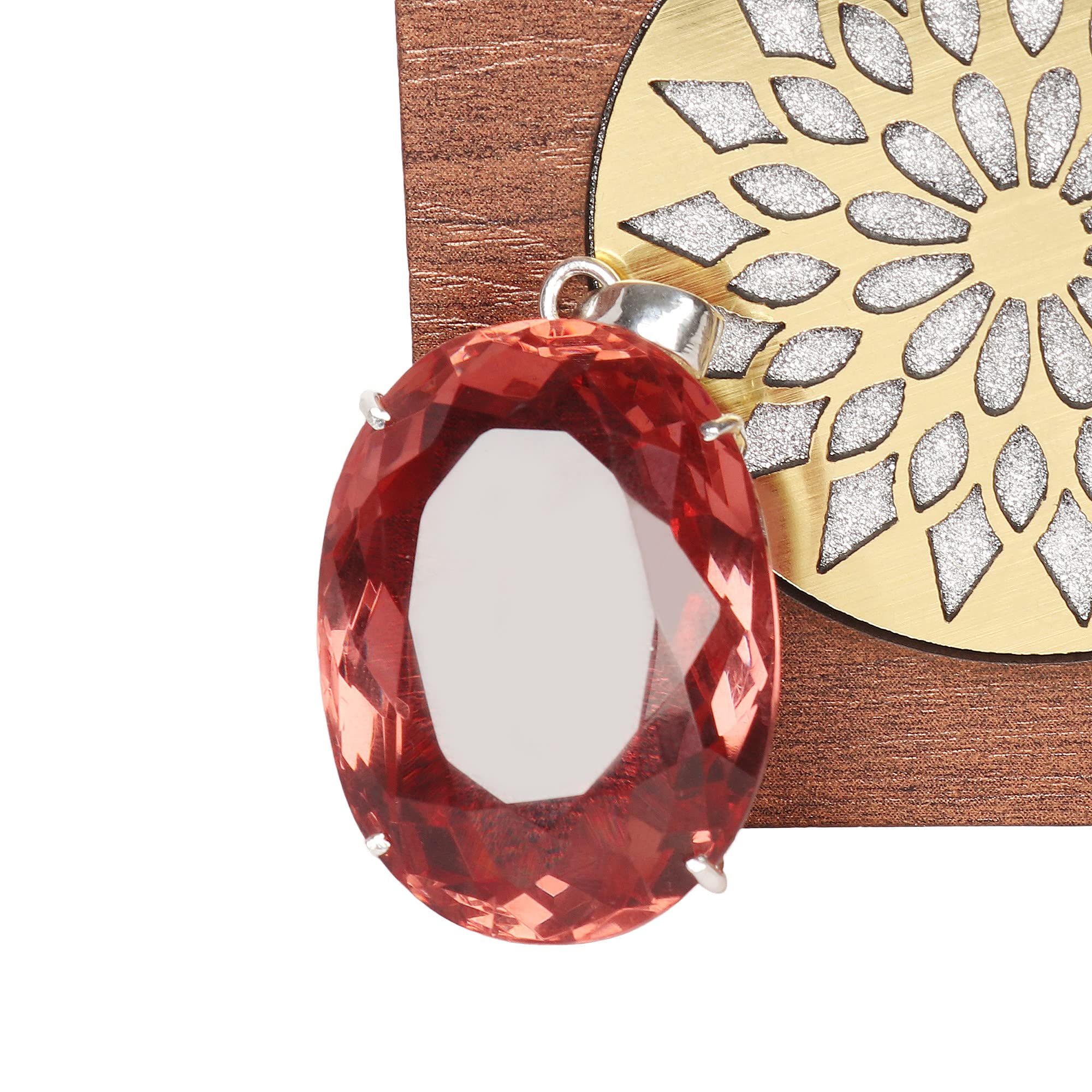 GEMHUB 19.39 Gram Oval Shape Alexandrite Gemstone Pendant Without Chain Sterling Silver Pendant Without Chain Faceted Oval Cut