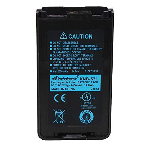 Aimtobest KNB-57L 2000mAh Li-ion Battery Compatible for Kenwood Radio TK-2140 TK-3140 TK-2170 TK-3170 TK-2160 TK-3160 TK-3360 NX-220 NX-320 KNB-35L KNB-55L KNB-24L