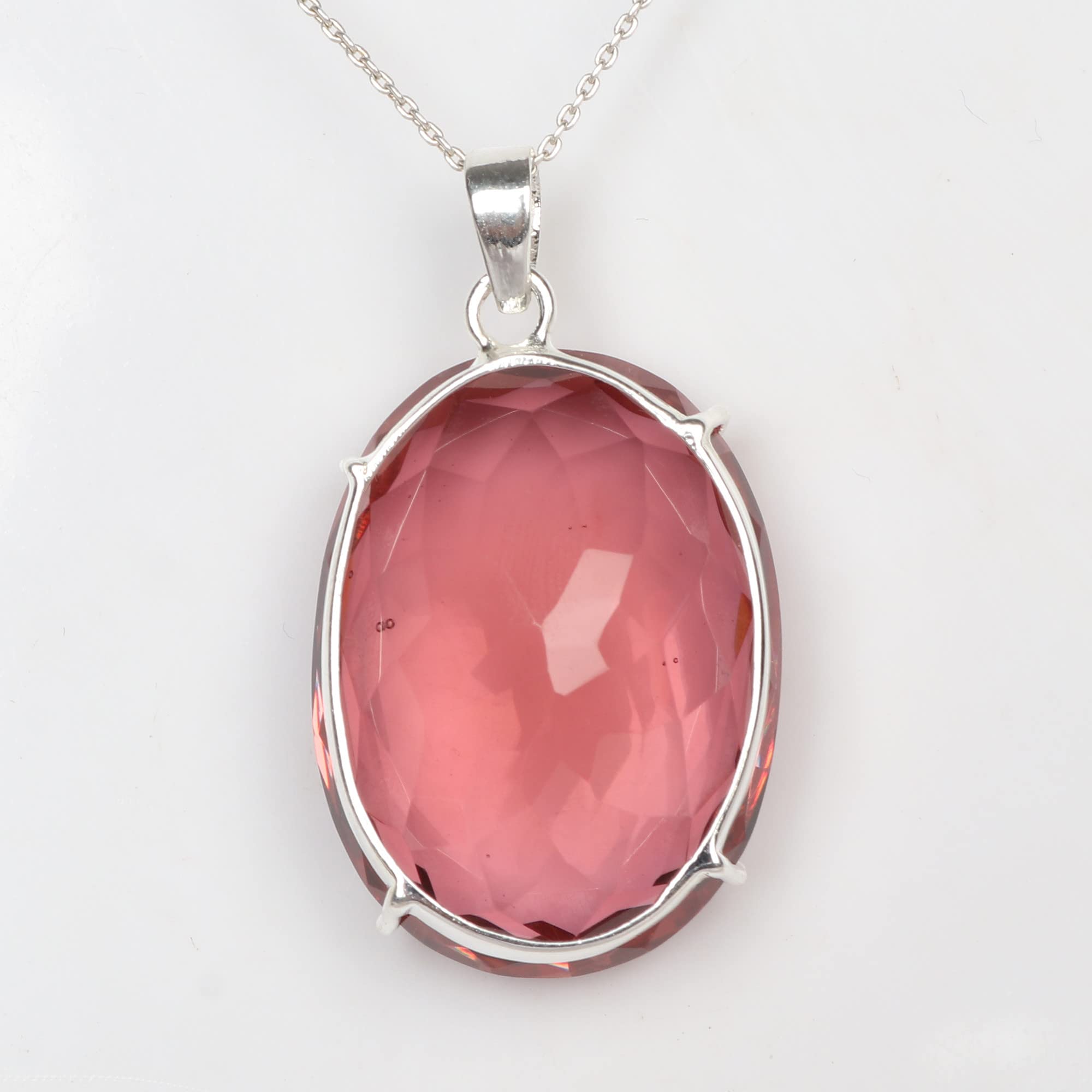 GEMHUB 19.39 Gram Oval Shape Alexandrite Gemstone Pendant Without Chain Sterling Silver Pendant Without Chain Faceted Oval Cut