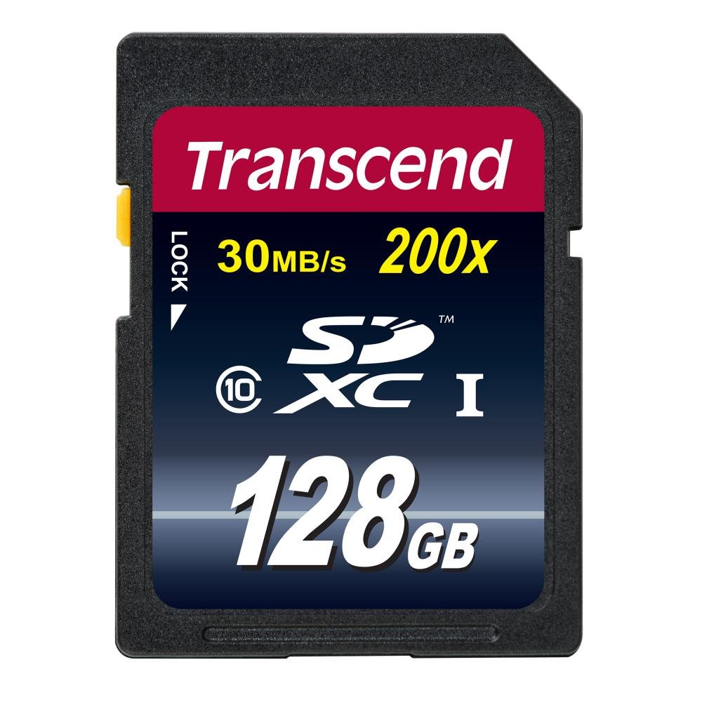 Transcend 128GB SDXC Class 10 Flash Memory Card Up to 30MB/s (TS128GSDXC10)