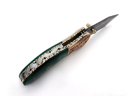 EAGLE BLADES-Handmade Pocket Knives Tactical Hunting Knives Knife Folding- OTF Folding knife with liner lock and Beautiful Premium Leather Sheath (EBF 03)