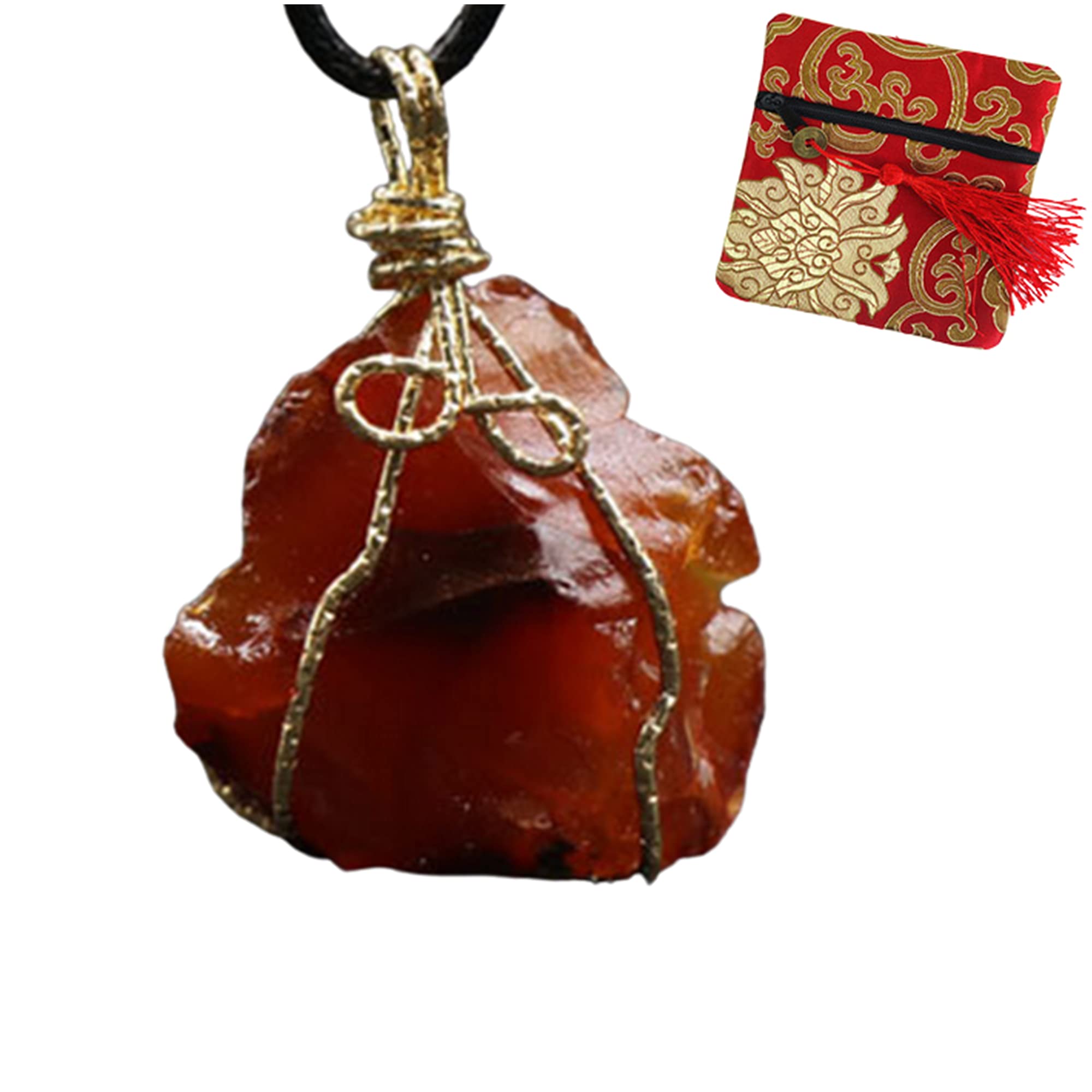 ROSEWARD Real Carnelian Crystal Necklace for Women Raw Crystal Pendants Jewelry Red Chakra Healing Worry Stones Genuine Moldavite Spiritual Gemstone, USA (1”-1.4” Wire Wrapped Raw Carnelian)